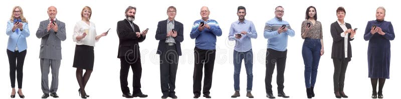 Group of People Holding Phone in Hand and Looking at Camera Stock Image ...