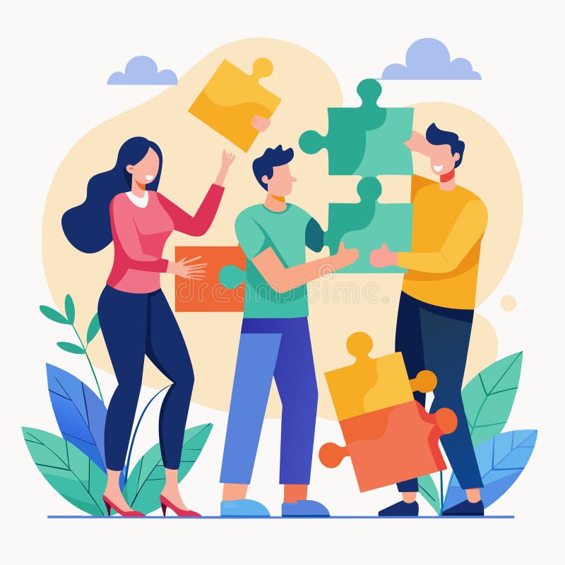People Holding Puzzle Pieces Together Stock Illustrations – 920 People ...