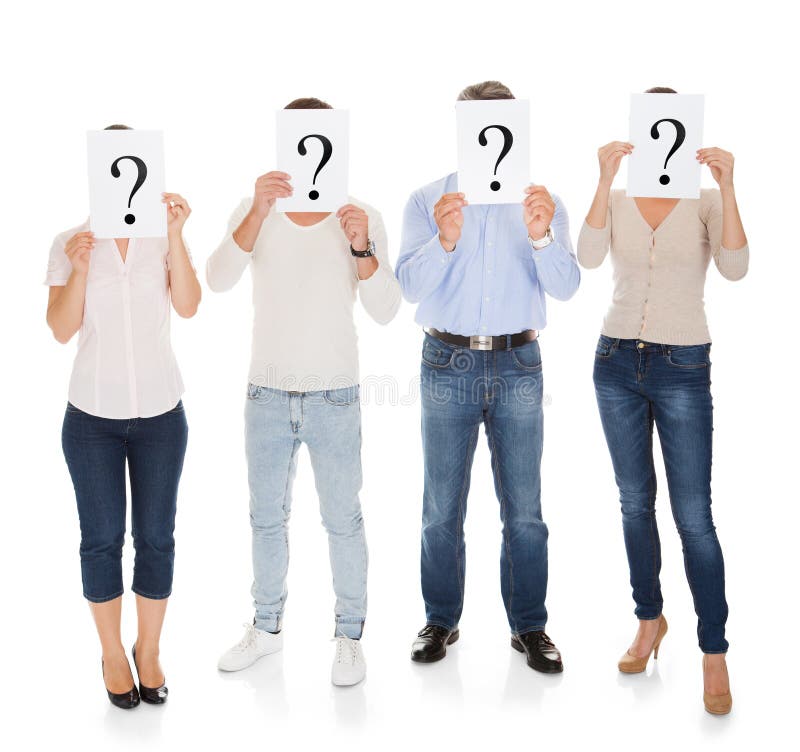 Group of a People Holding Question Mark Sign Stock Image - Image of ...