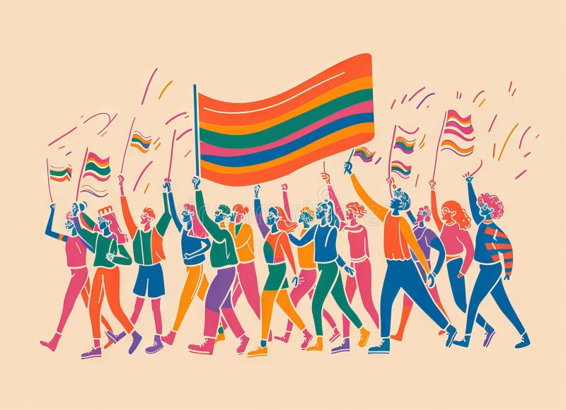 A Group of People Holding a Rainbow Flag Stock Image - Image of rainbow ...