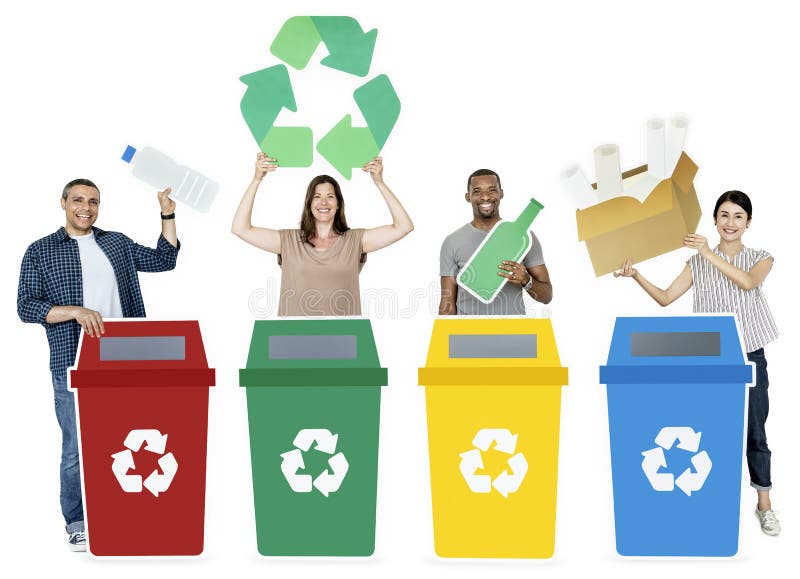 Group of People Holding Recycle Icons Stock Photo - Image of happy ...