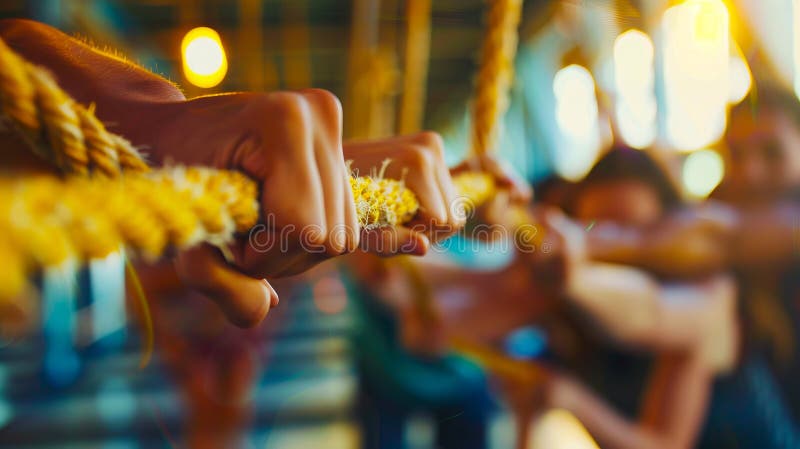 A Group of People Holding Ropes in an Indoor Gym Stock Image - Image of ...