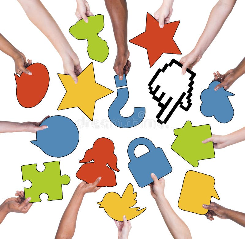 Group of People Holding Social Networking Symbols Stock Photo - Image ...