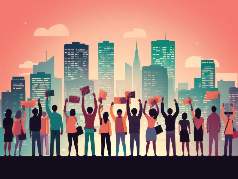 Crowd People Holding Signs Stock Illustrations – 418 Crowd People ...