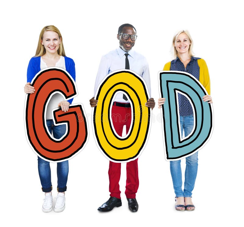 Group People Holding Word God Concept Stock Image - Image of ethnic ...