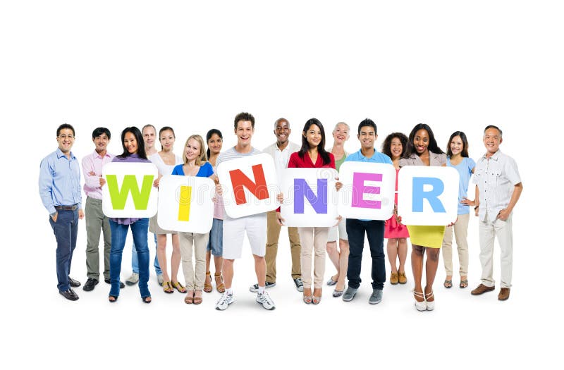 Group of People Holding Word Winner Stock Photo - Image of senior ...