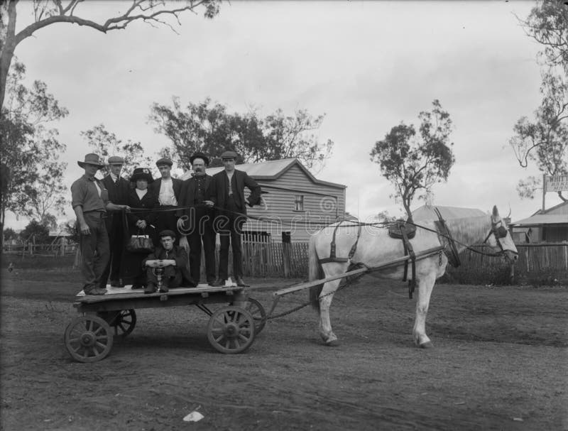 Group Of People On A Horsedrawn Dray, Queensland Picture. Image: 222422796
