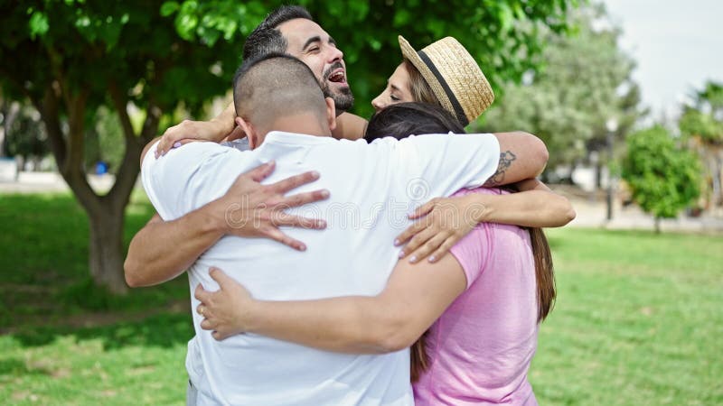Group of People Hugging Each Other Smiling at Park Stock Footage ...