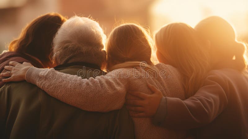 A Group of People Hugging Each Other in the Sun, AI Stock Image - Image ...