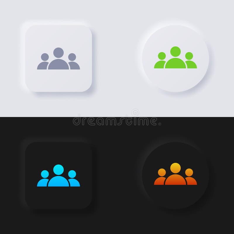 Group of People Icon Set, Multicolor Neumorphism Button Soft UI Design ...