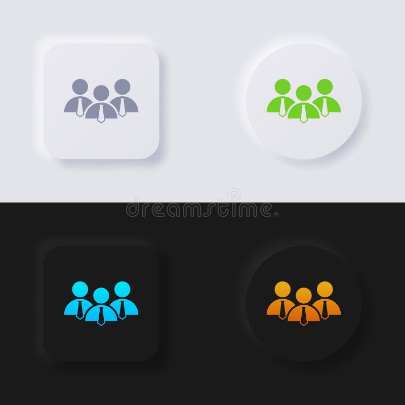 Group of People Icon Set, Multicolor Neumorphism Button Soft UI Design ...