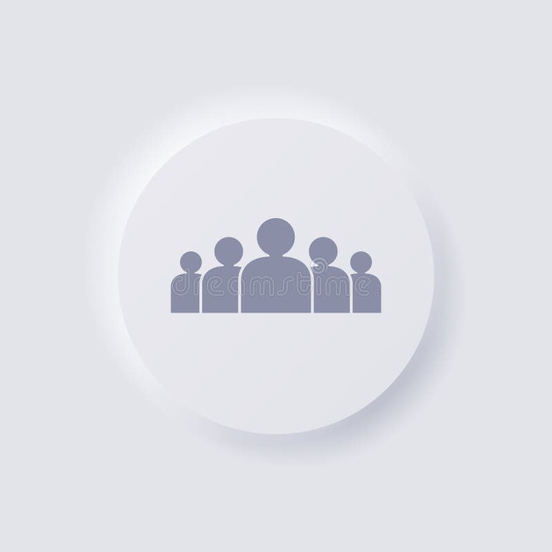 Group of People Icon, White Neumorphism Soft UI Design. Stock Vector ...