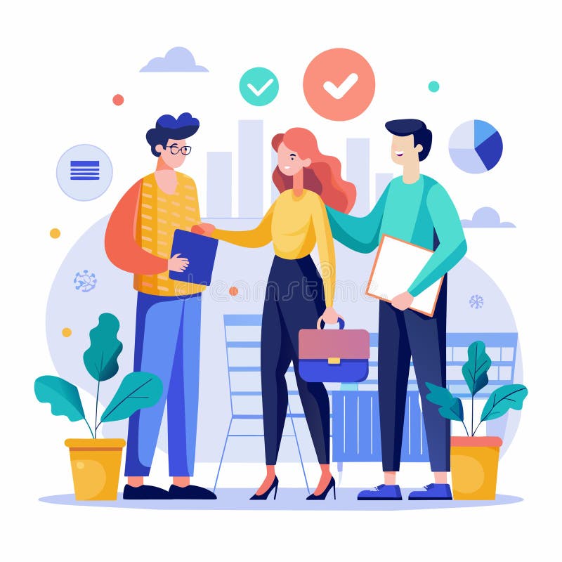 A Group of People, Including Data Analysts, Shaking Hands in Front of a ...