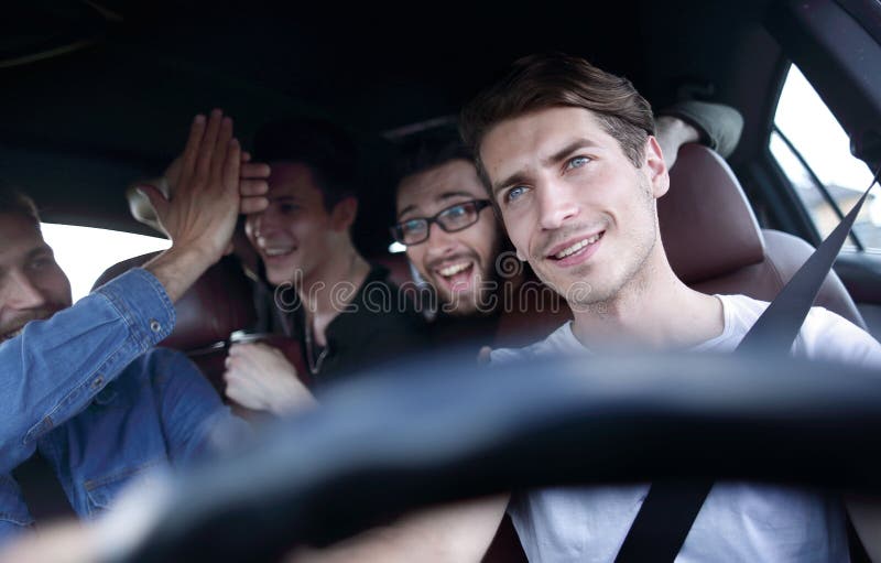 A Group of People Inside a Car, on a Road Trip Stock Image - Image of ...