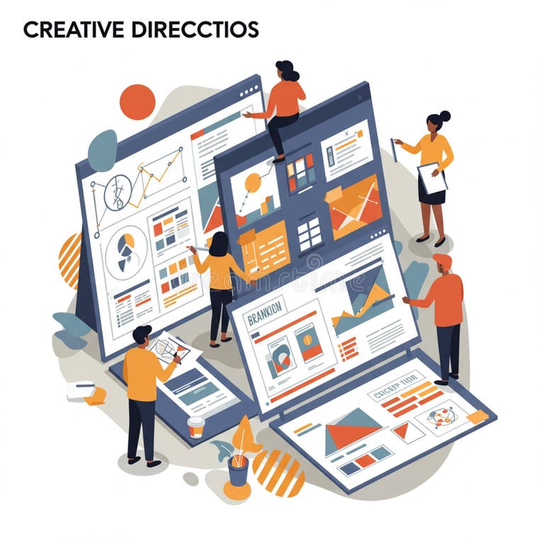 A Group of People Interact with Oversized Laptops Displaying Creative ...