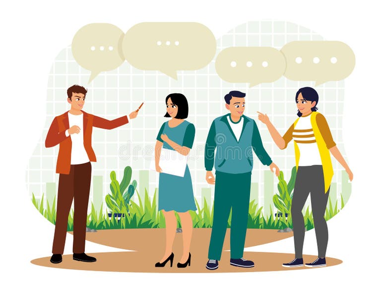 Group of People Engaged in Conversational Interaction in an Outdoor ...