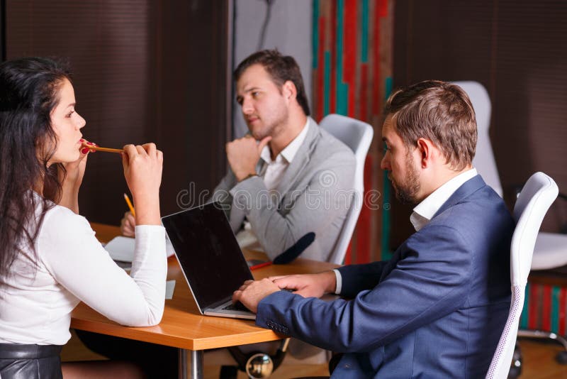 A Group of People in an Interview are Bored. Indoors. Stock Photo ...