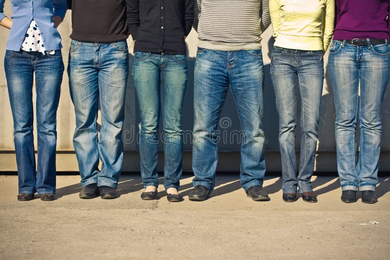 Group of people in jeans stock image. Image of shoes - 180672791