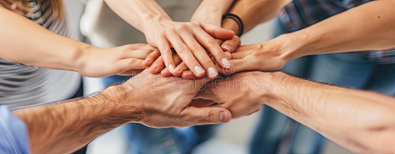 A Group of People Join Hands in a Circular Formation Stock Image ...