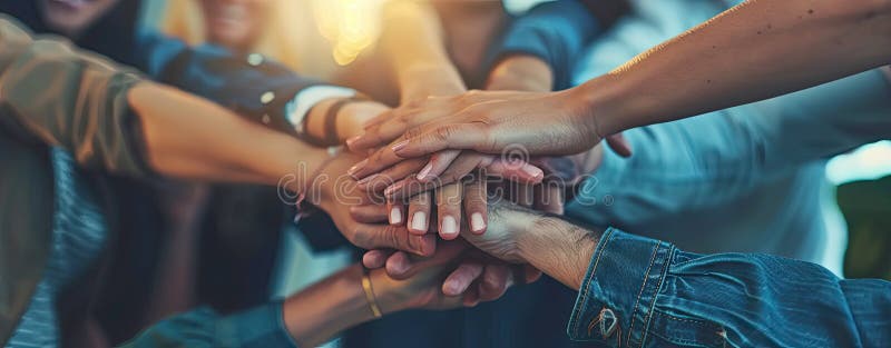A Group of People Join Hands in a Circular Formation Stock Image ...