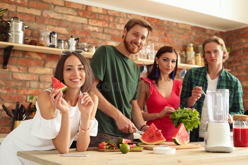 People at kitchen stock image. Image of love, mint, table - 99765183