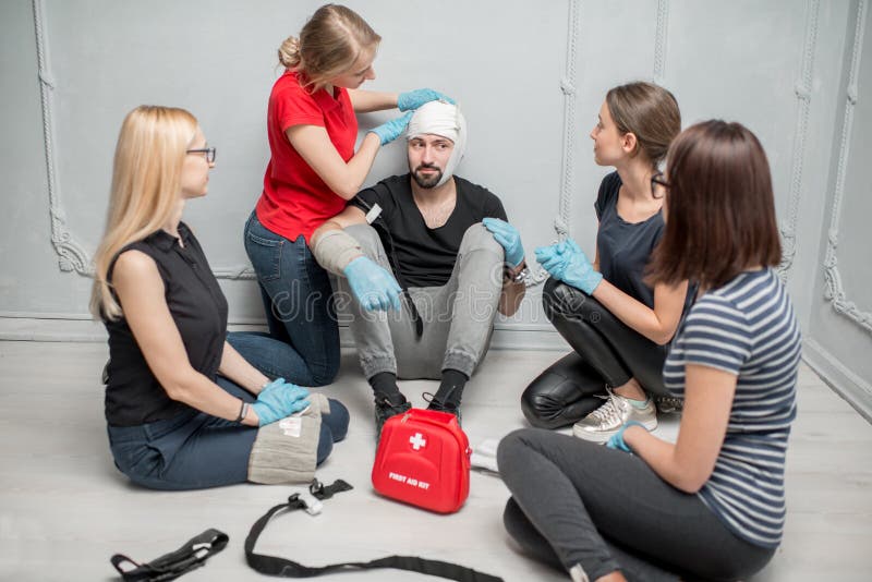 First aid training stock photo. Image of person, bandaged - 111649100