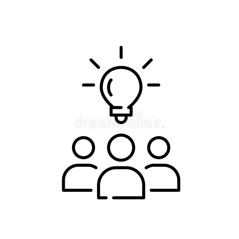 Group of People and Light Bulb. Brainstorming, Creative Thinking, Ideas ...