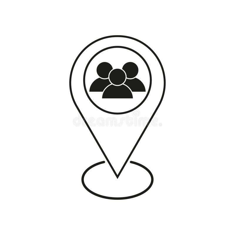 Group of People Location Icon. Place on the Map of People. Vector ...