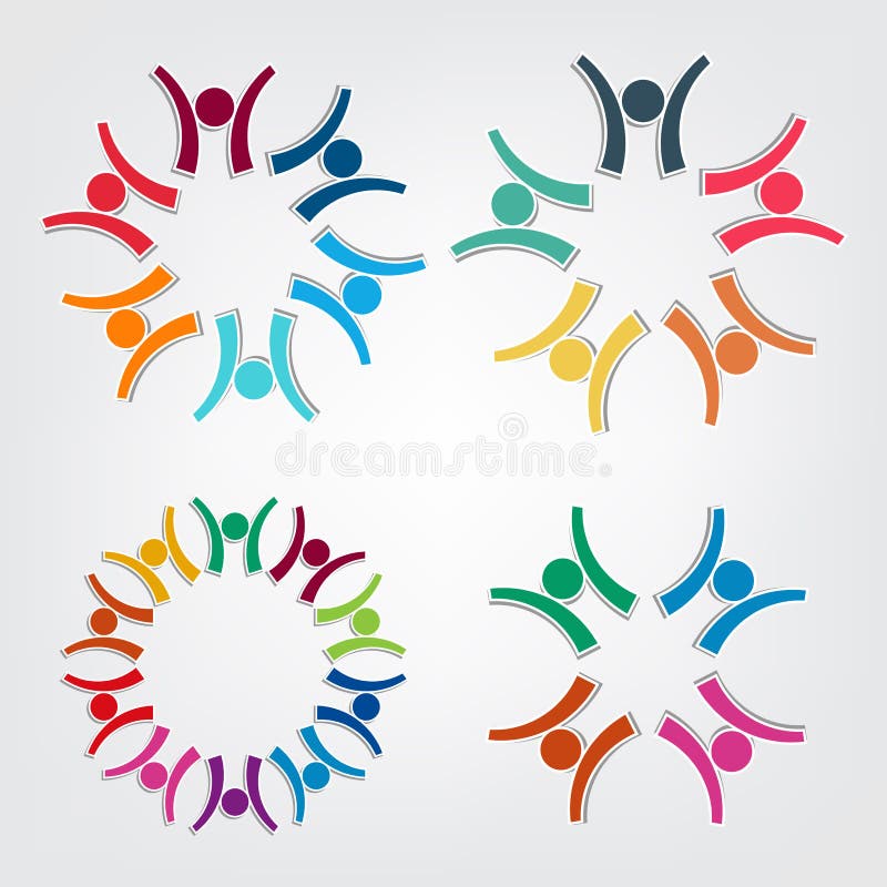 Group People Logo in a Circle.Persons Teamwork Holding Stock Vector ...
