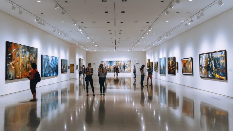 Group of People Looking at Art on Display Stock Photo - Image of ...