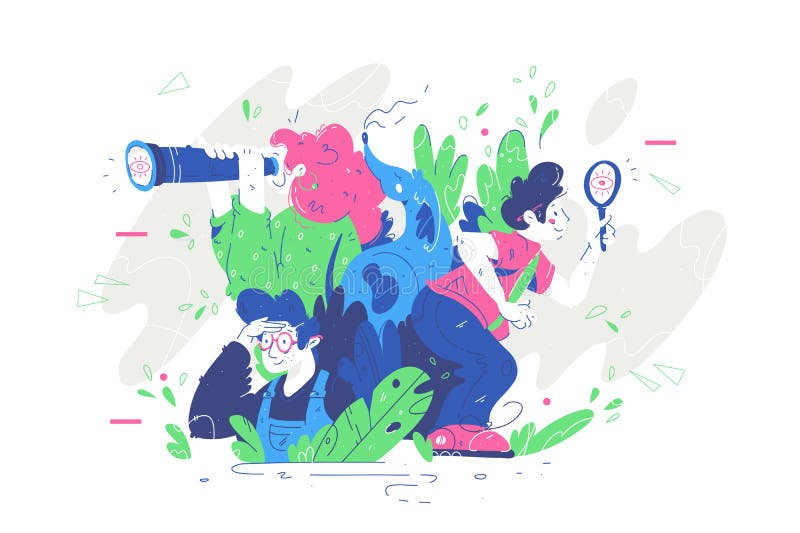 Group of People Looking for Something Stock Vector - Illustration of ...