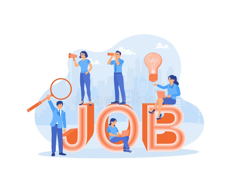 A Group of People are Looking for Work. Search for Job Vacancies Via ...