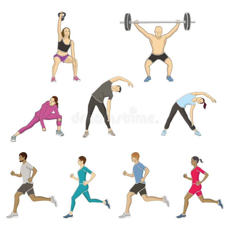 Group of People Making Sports Stock Vector - Illustration of female ...