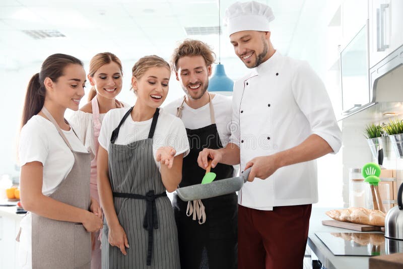 Group of People and Male Chef Stock Photo - Image of female, chef ...