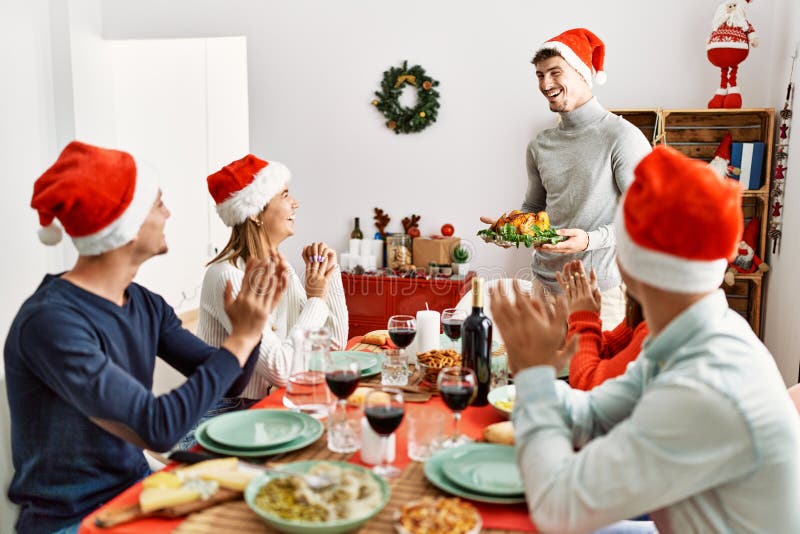Group of People Meeting Clapping and Sitting on the Table Stock Image ...