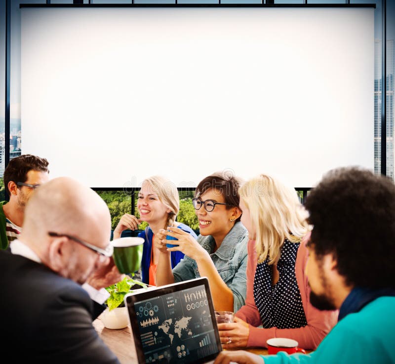 Group of People Meeting Projection Screen Concept Stock Photo - Image ...