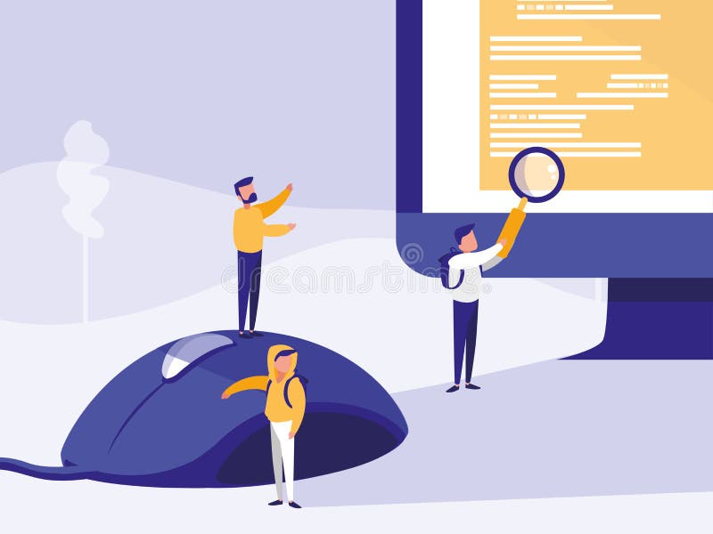 Group of People with Mouse in Landscape Stock Vector - Illustration of ...