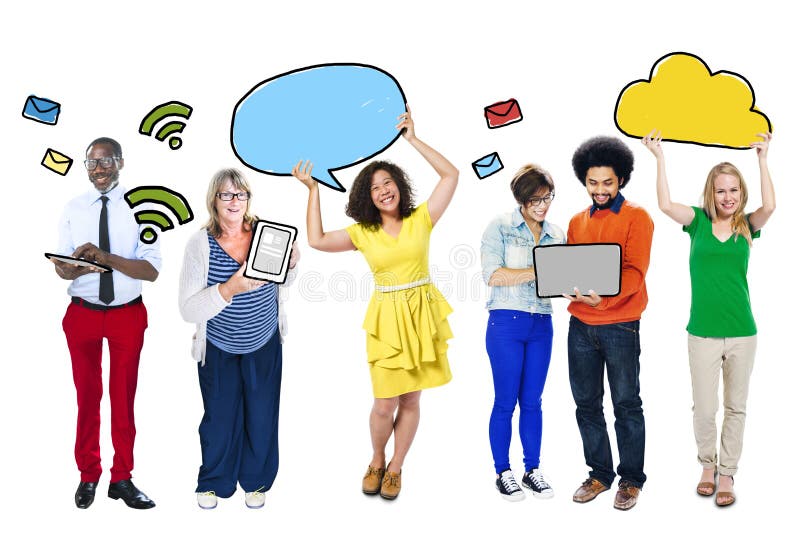 Group of Diverse People Social Networking with Digital Devices Stock ...