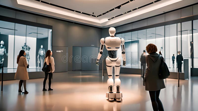 A Group of People are Observing a Robot Exhibit at a Museum Stock Video ...