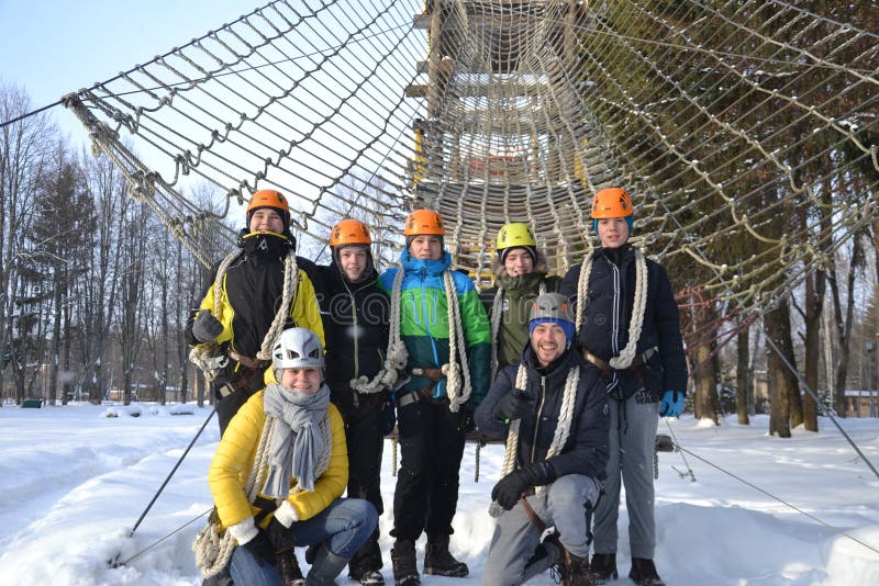 Group of People on Obstacle Course Stock Image - Image of standing ...