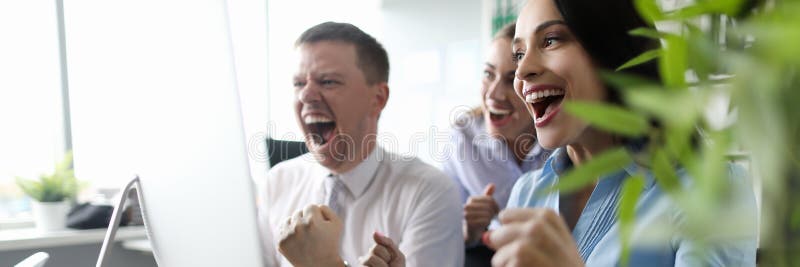 Group People in Office Correctly Solved Problem Stock Photo - Image of ...