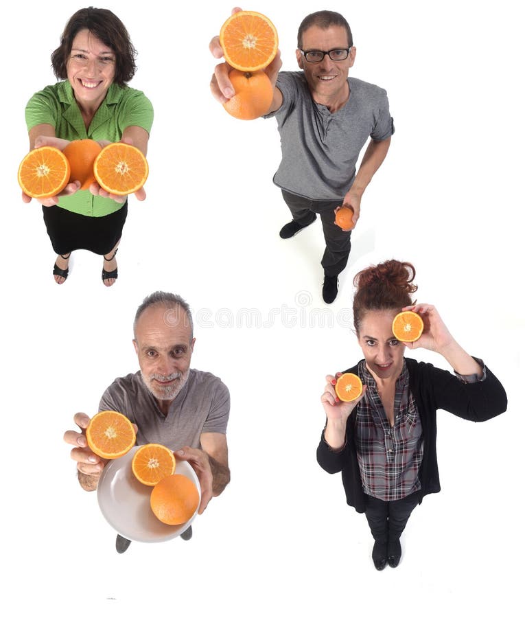 People with Orange on White Background Stock Photo - Image of middle ...