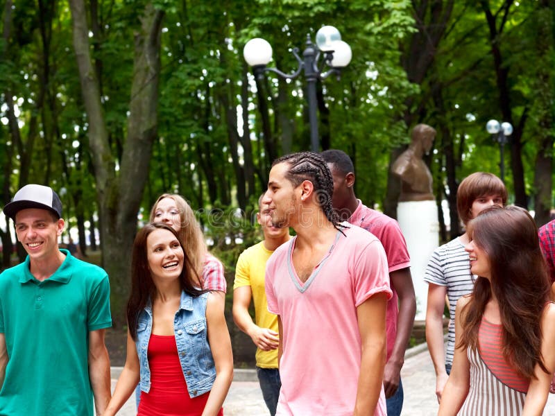 Group of people outdoors. stock photo. Image of blond - 20752628