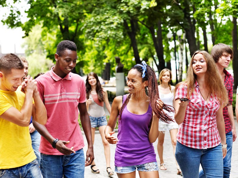 Group of people outdoors. stock photo. Image of blond - 32199380