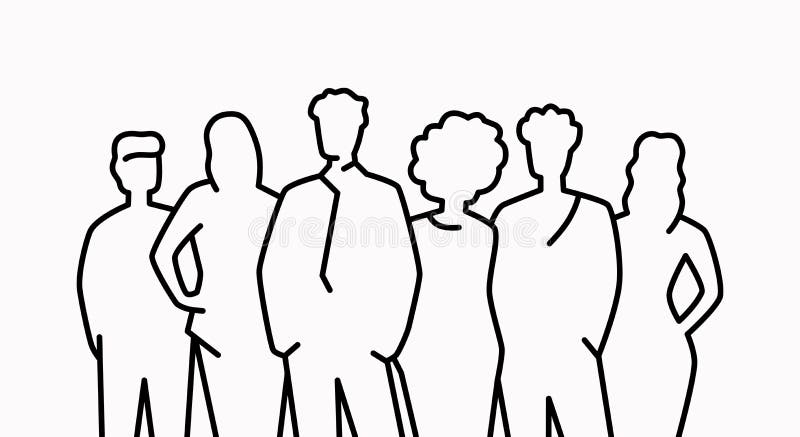 Group of People Hatching Outline Style Stock Vector - Illustration of ...