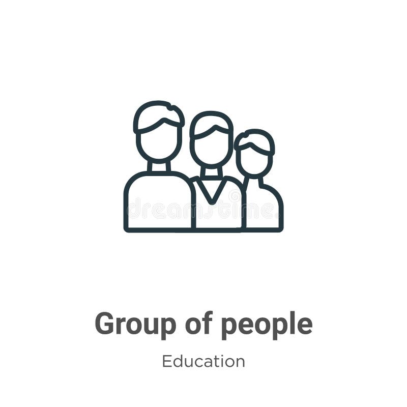 Group of People Outline Vector Icon. Thin Line Black Group of People ...
