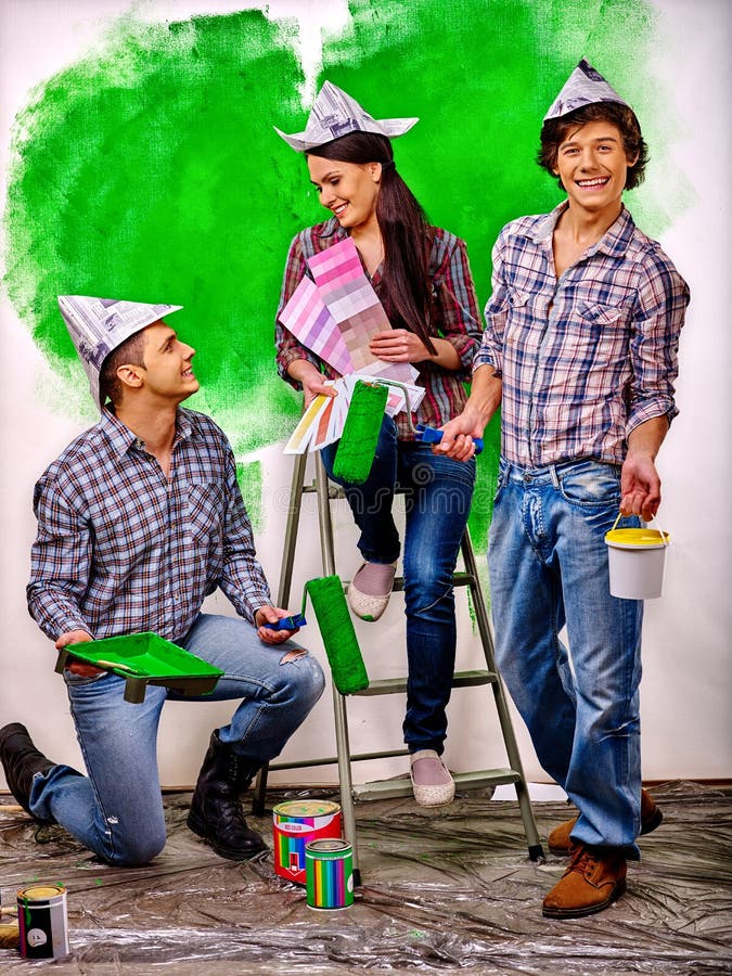 People Paint on Canvas with Dry Paint Stock Image - Image of background ...