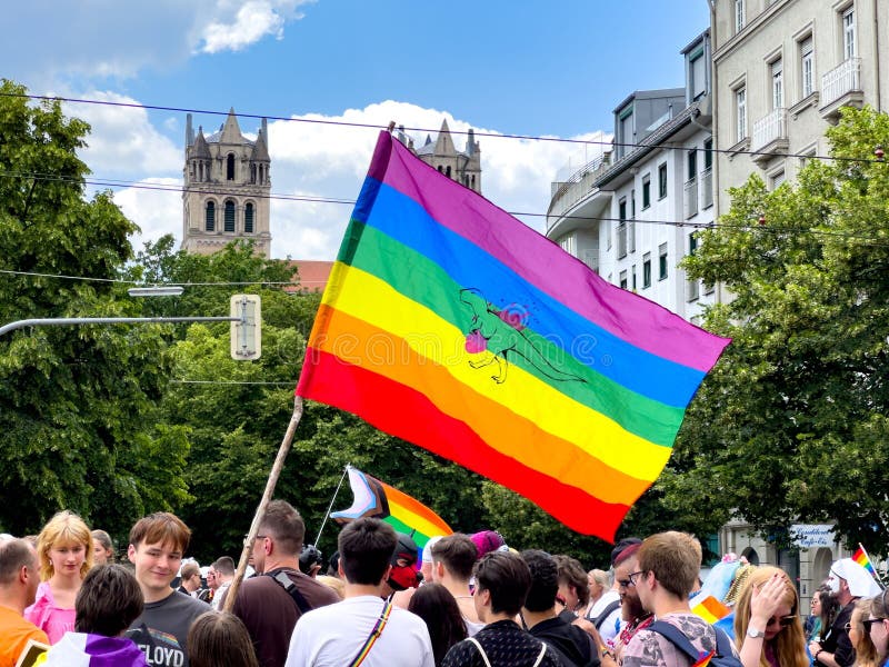 Group of People in a Parade with Lgbtq Flag Editorial Stock Photo ...