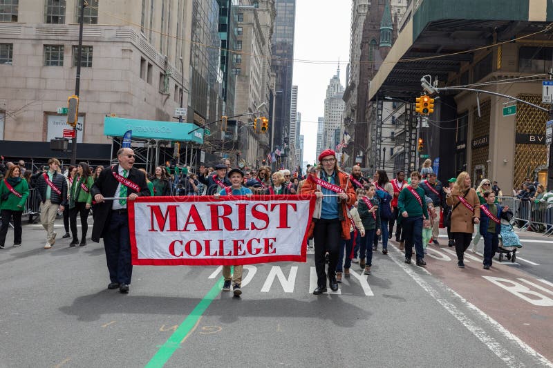 Group of People Parading and Celebrating Saint Patrick S Day with Flags ...