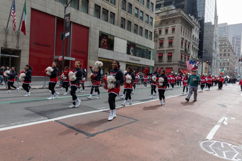 Group of People Parading and Celebrating Saint Patrick S Day with Flags ...